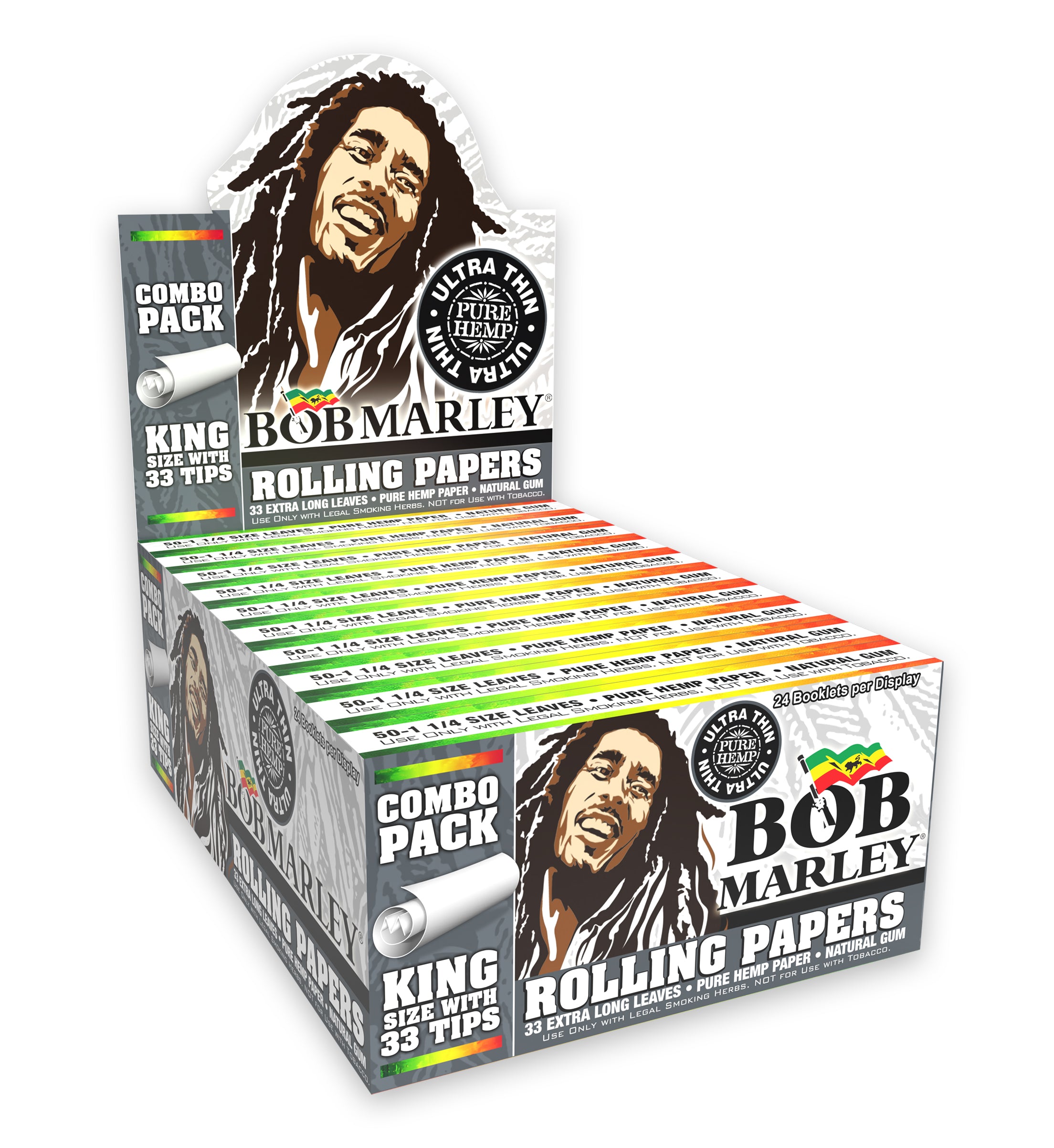 Bob Marley® Ultra Thin Rolling Paper 33 Tips King Size – Ultimate ...